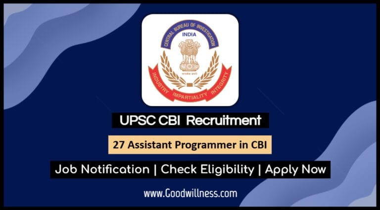 UPSC Recruitment 2025: Apply Online 27 Assistant Programmer in CBI Vacancy