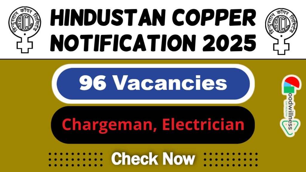 Hindustan Copper Job Recruitment 2025 | HCL Invites 96 Chargeman ...