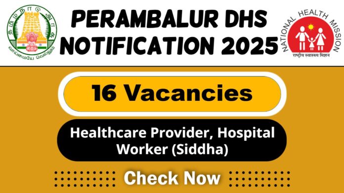 Perambalur DHS Job Recruitment 2025: 16 Healthcare Provider, Hospital ...