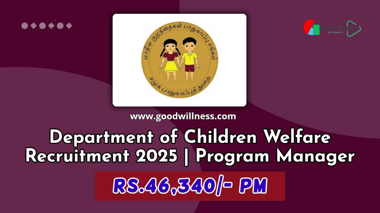 Department of Children Welfare Recruitment 2025 | Program Manager ...